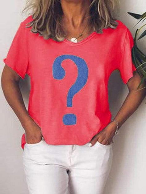 Plus Size Question Mark Print T-Shirt – 芒果國際集團有限公司