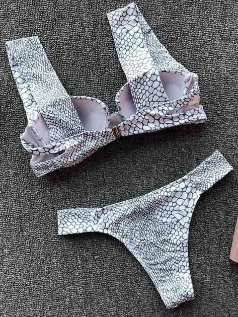 Trendy Snake Print Openwork Bikini Set – 芒果國際集團有限公司